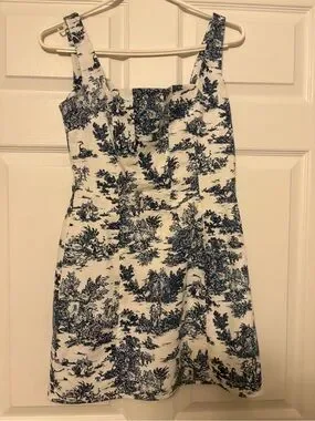 Tic Toc | Dresses | Tic Toc White And Blue Toile Print Dress | Poshmark